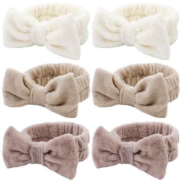 Other | 6 Pack Spa Makeup And Facial Microfiber Bow Headbands Fluffy ...